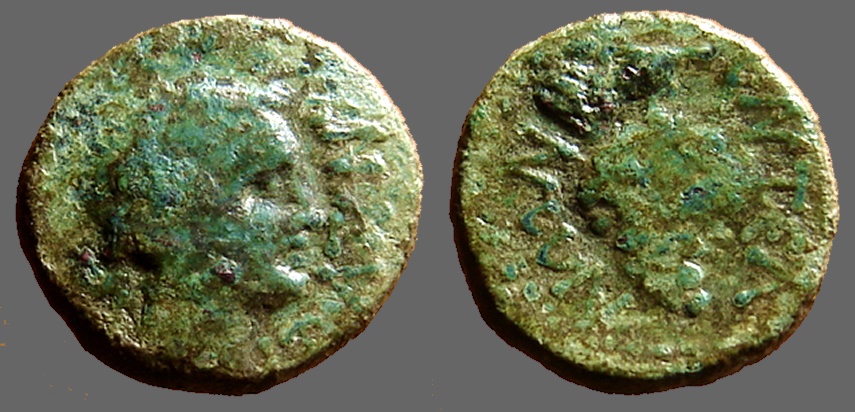 Sicily, Entella. Roman Times AE18 Dionysos / Grape Cluster. | Greek Coins