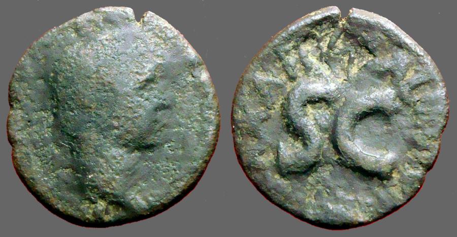 Augustus AE24 Moneyer's as. SC. countermark on rev. | Roman Imperial Coins