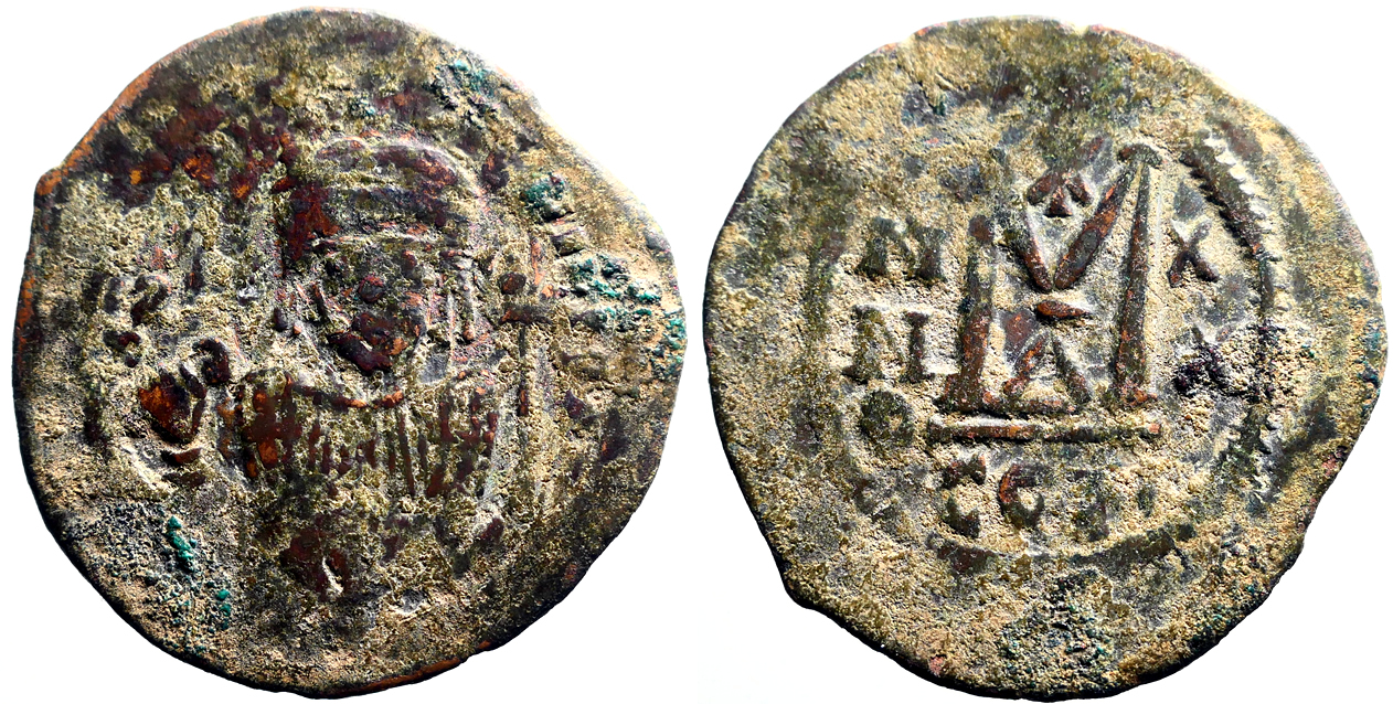 Maurice Tiberius AE37 Follis. Constantinople. year 20 | Byzantine Coins