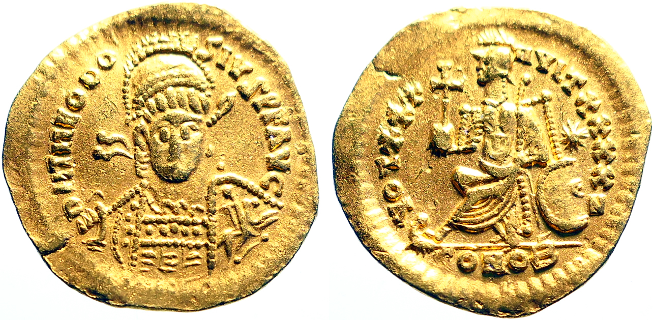 Theodosius II gold Solidus AV21 Constantinople | Roman Imperial Coins