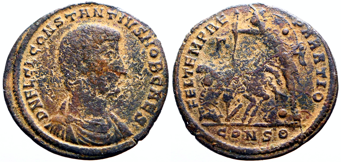 Constantius Gallus AE23 Soldier spearing fallen horseman. Constantinople