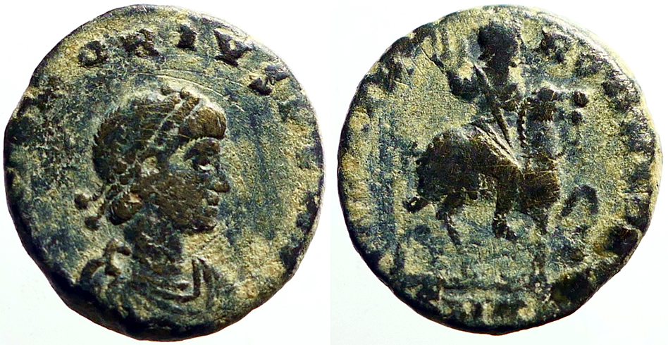 Honorius AE15 Emperor on horseback | Roman Imperial Coins