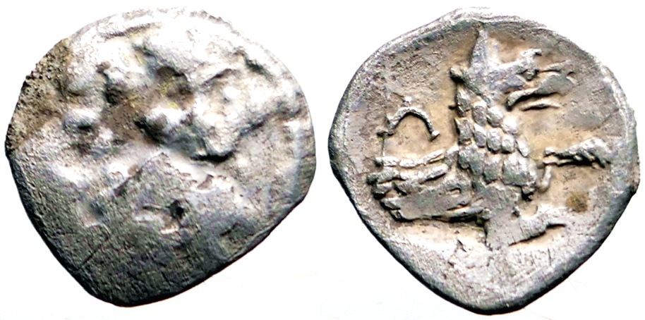 Cilicia, Tarsos AR11 Obol Baal / forepart Wolf | Greek Coins