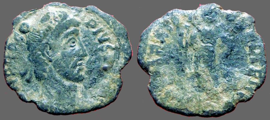 Procopius AE3 (16x14mm) Emperor w. standard & Shield. Con | Roman ...