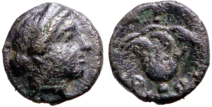 Islands off Caria, Rhodes. AE10 Chalkous. Rhodos / Rose | Greek Coins