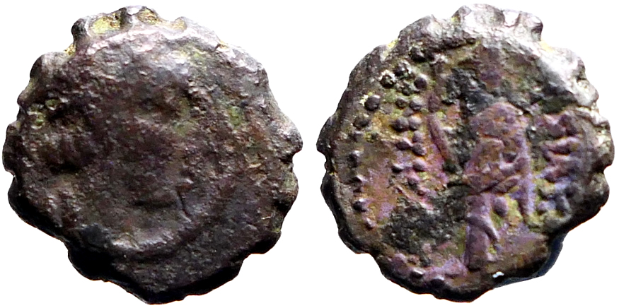 Antiochos IV Epiphanes Serrate AE13 Hera holds long scepter | Greek Coins