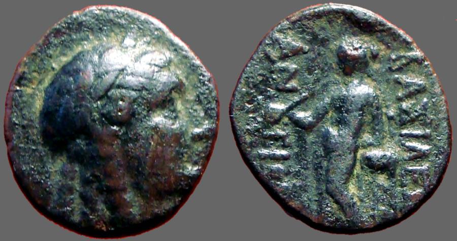 Antiochos III AE16 Apollo / Tripod Altar w. Apollo | Greek Coins