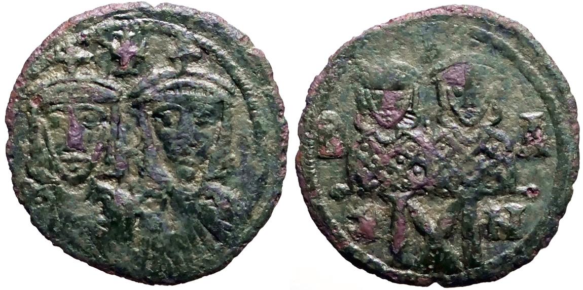 Leo IV w. Constantine VI, Constantine V w. Leo III AE24 Follis ...