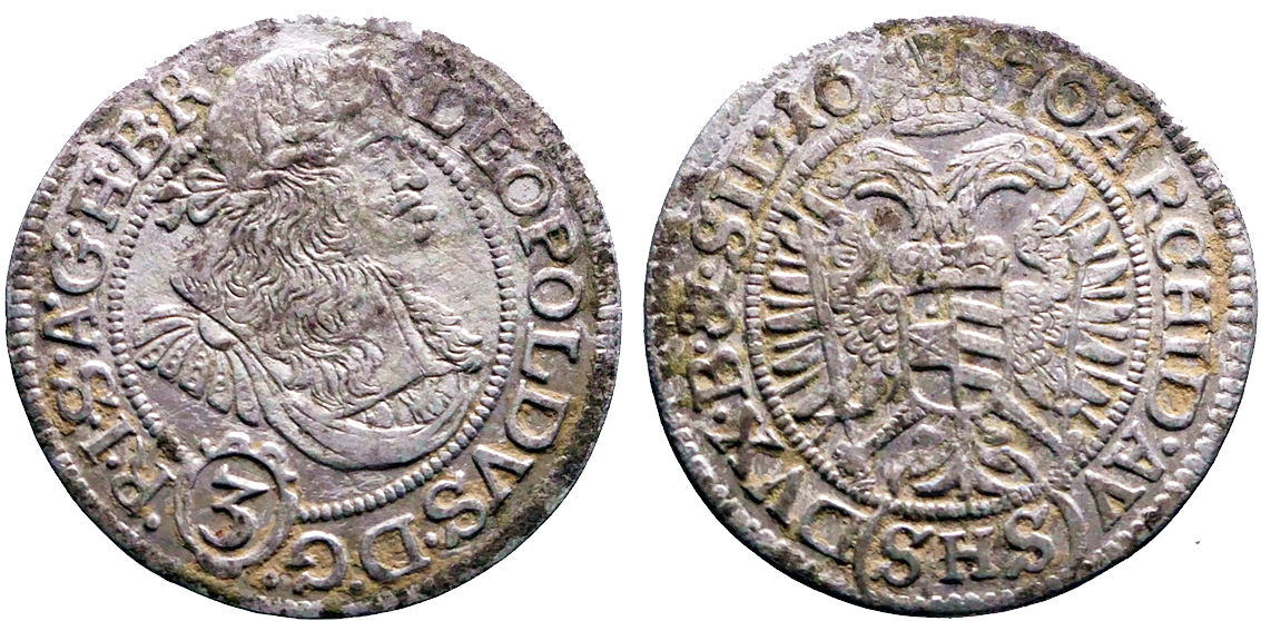 Austria, Leopold I (Hogmouth), 3 Kreuzer 1670 | European Coins