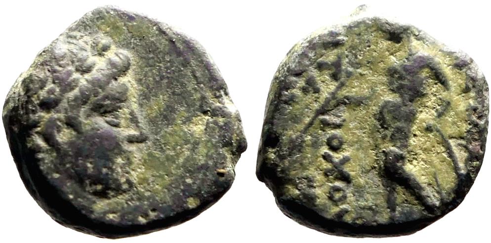 Seleukid. Antiochos III AE12 Apollo / Apollo testing arrow | Greek Coins