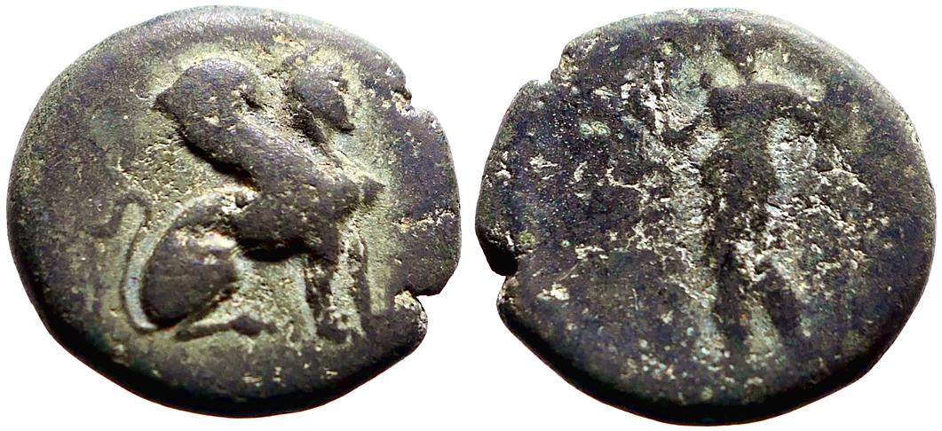 Pamphylia, Perge AE17 Sphinx / Artemis | Greek Coins