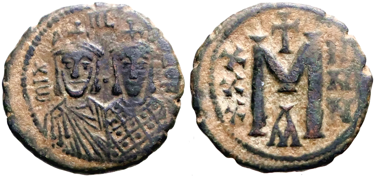 Michael II the Amorian & Theophilus AE22 Follis. Constantinople