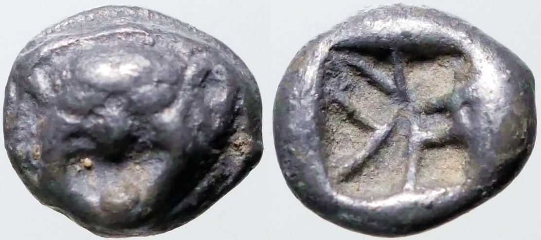 Mysia, Parion AR13.6 Drachm. Gorgoneion facing w. protruding tongue