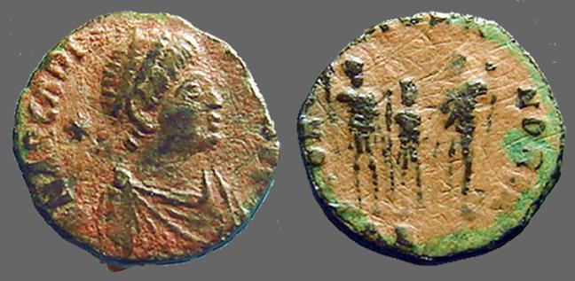 Arcadius AE3 Theodosius II, Aracadius, Honorius stg. Antioch, Turkey