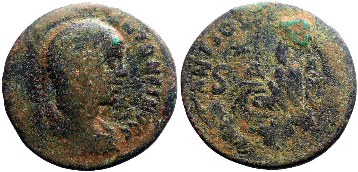 Elagabalus AE31 Seleucis and Pieria. Antioch. Tyche of Antioch