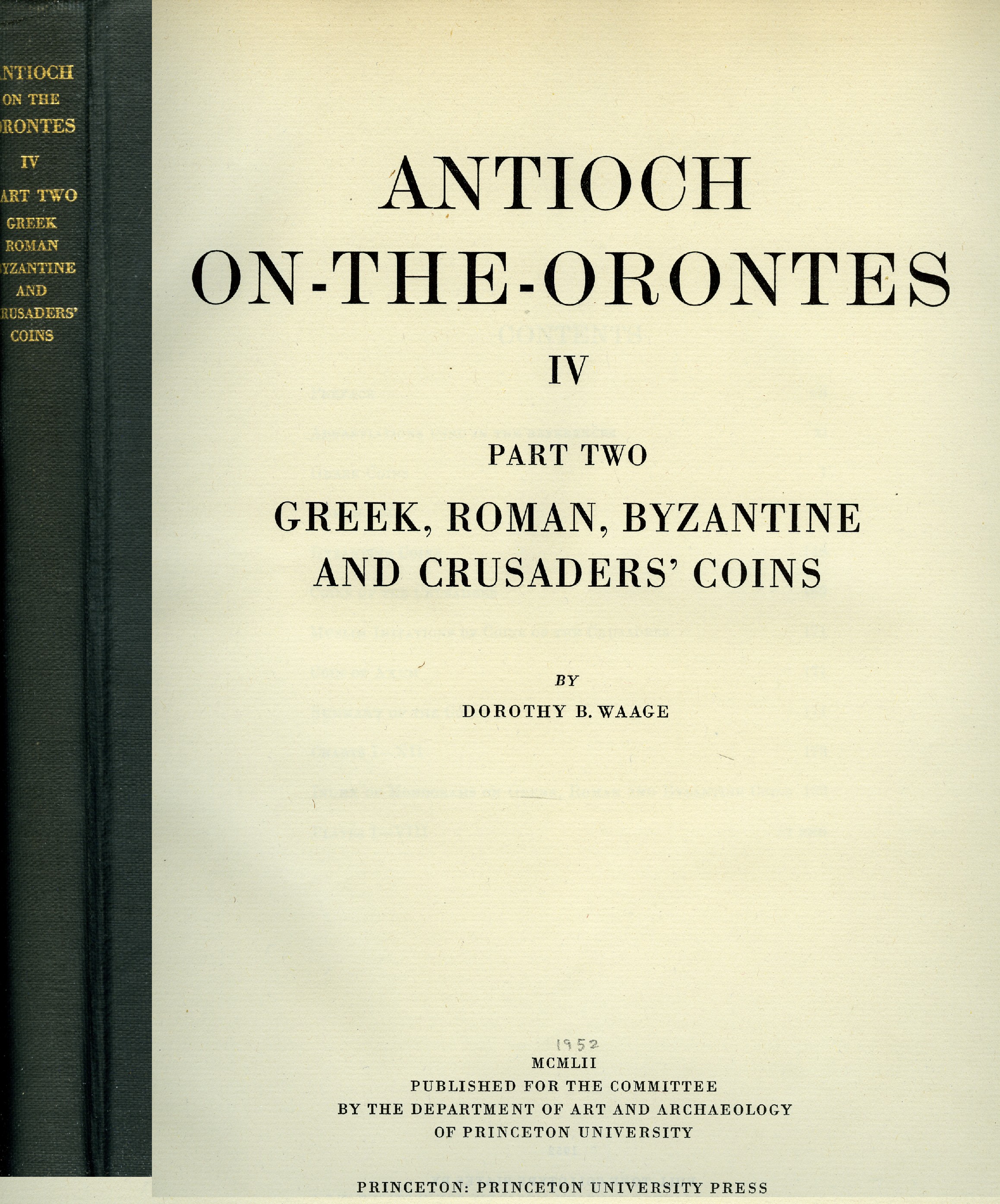 Waage Antioch On The Orontes Iv Part 2 Greek Roman Byzantine And