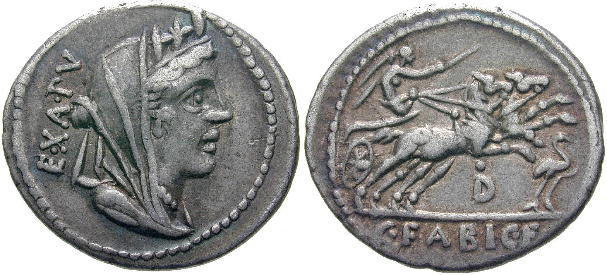 C FABIUS C F HADRIANUS Denarius, 102 b. | Roman Republican Coins