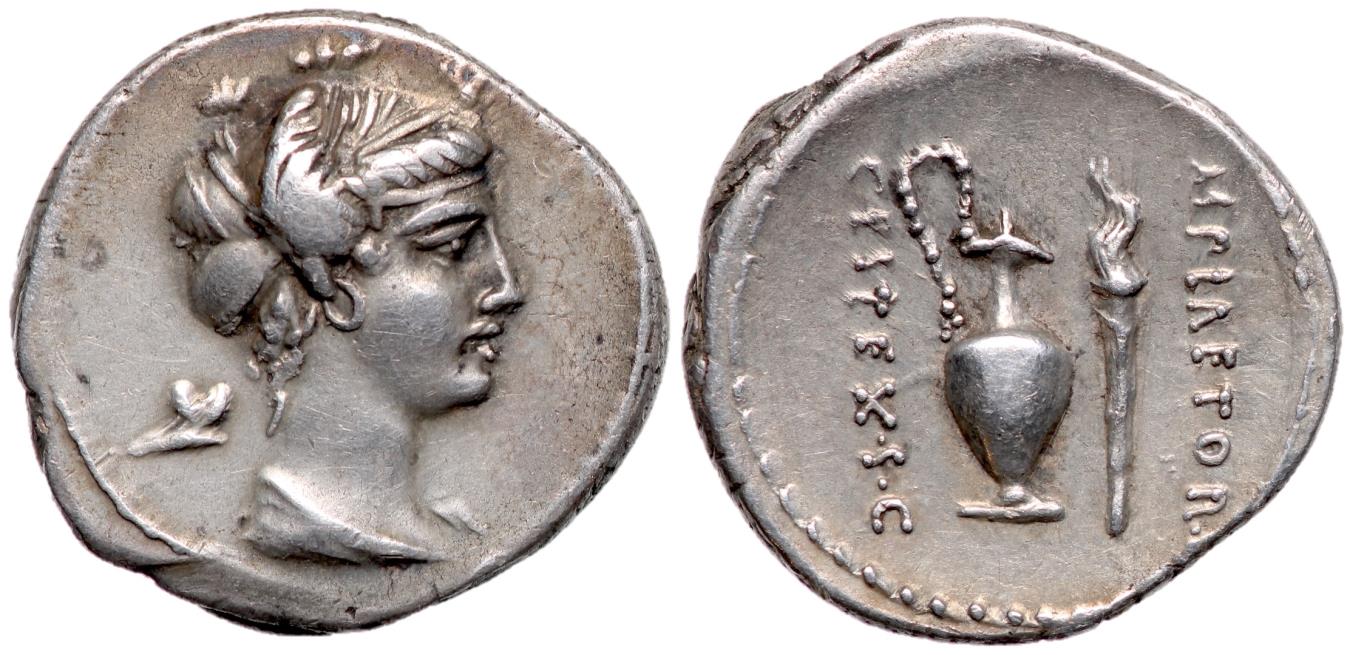 M. Plaetorius M.f. Cestianus, 69 BC, Extremely Rare Denarius | Roman ...