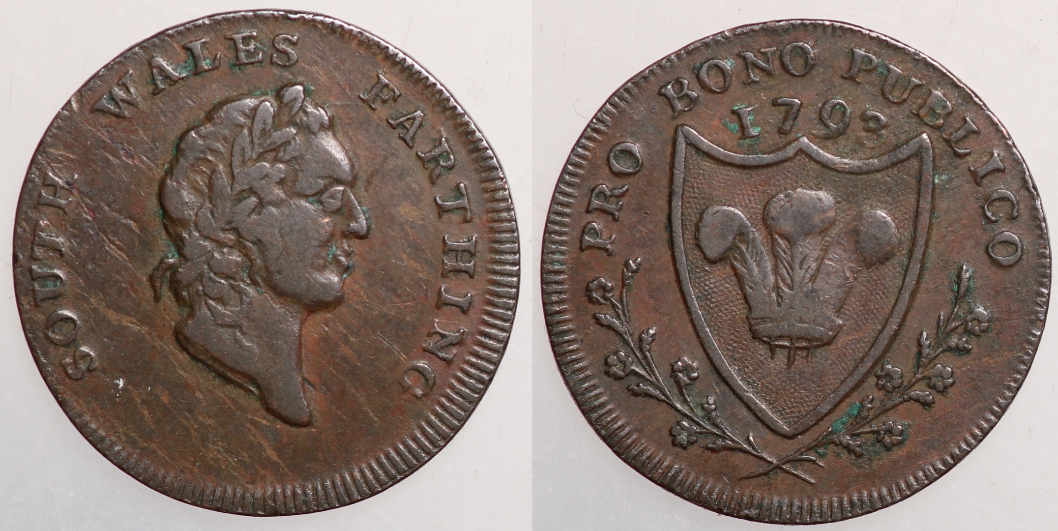 Great Britain, South Wales, 1793 Farthing Token | European Coins