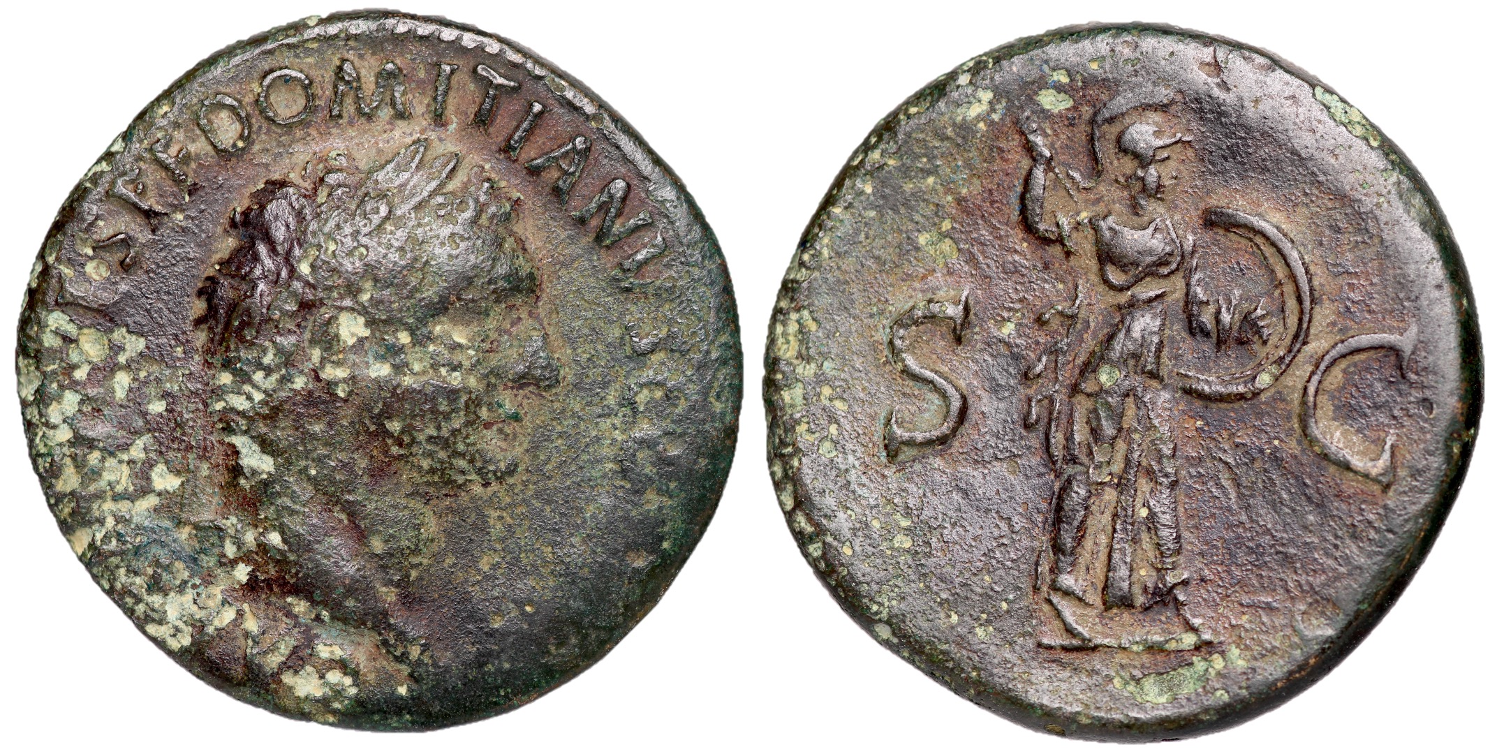 Domitian as Caesar, 80 - 81 AD, Sestertius with Athena | Roman Imperial ...