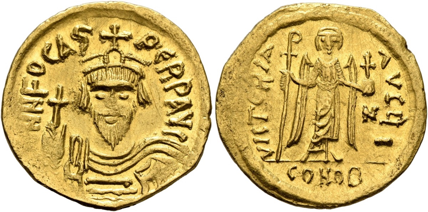 Phocas 602 - 610 AD, Gold Solidus of Constantinople | Byzantine Coins