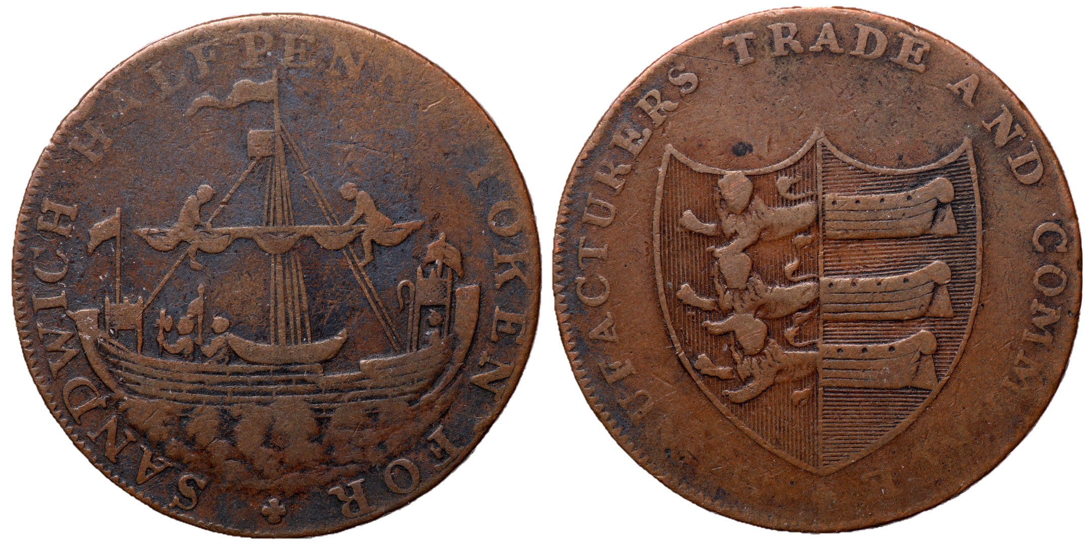 Great Britain, Kent, Sandwich, 1790's Conder Halfpenny | European Coins