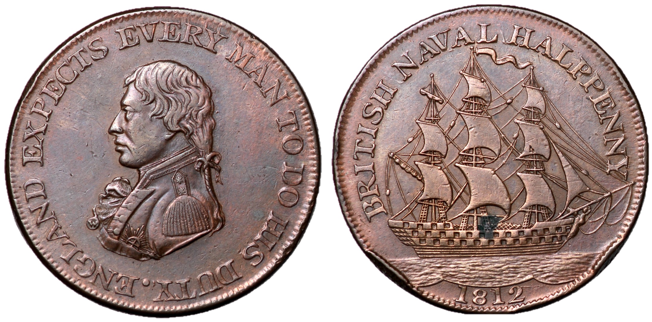 Great Britain, 1812 Naval Halfpenny Token | European Coins