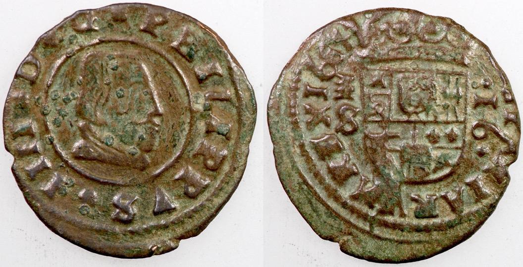 Spain, Philip IV, 1661 - 1664, AE 16 Maravedis | European Coins