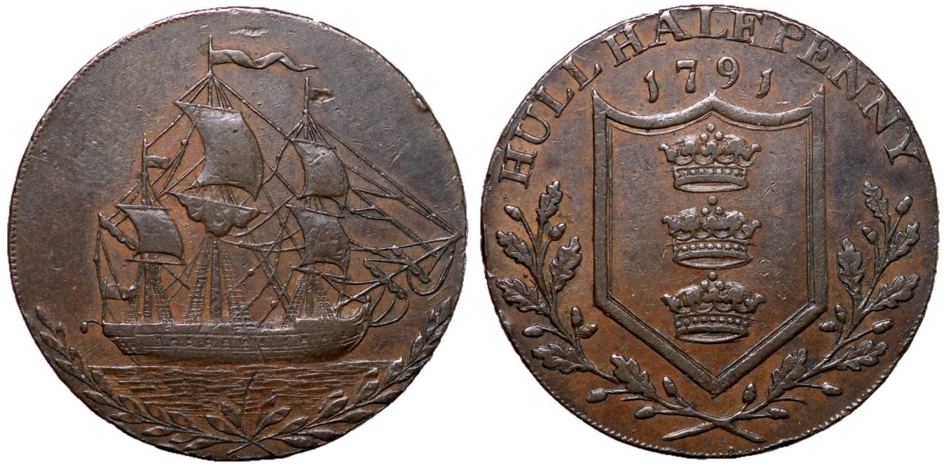 Great Britain, Yorkshire, Hull, 1791 Halfpenny Conder Token | European ...