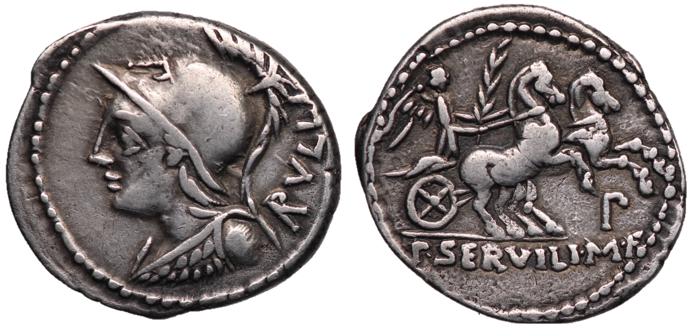 P. Servilius M.f. Rullus, 100 BC Silver Denarius | Roman Republican Coins