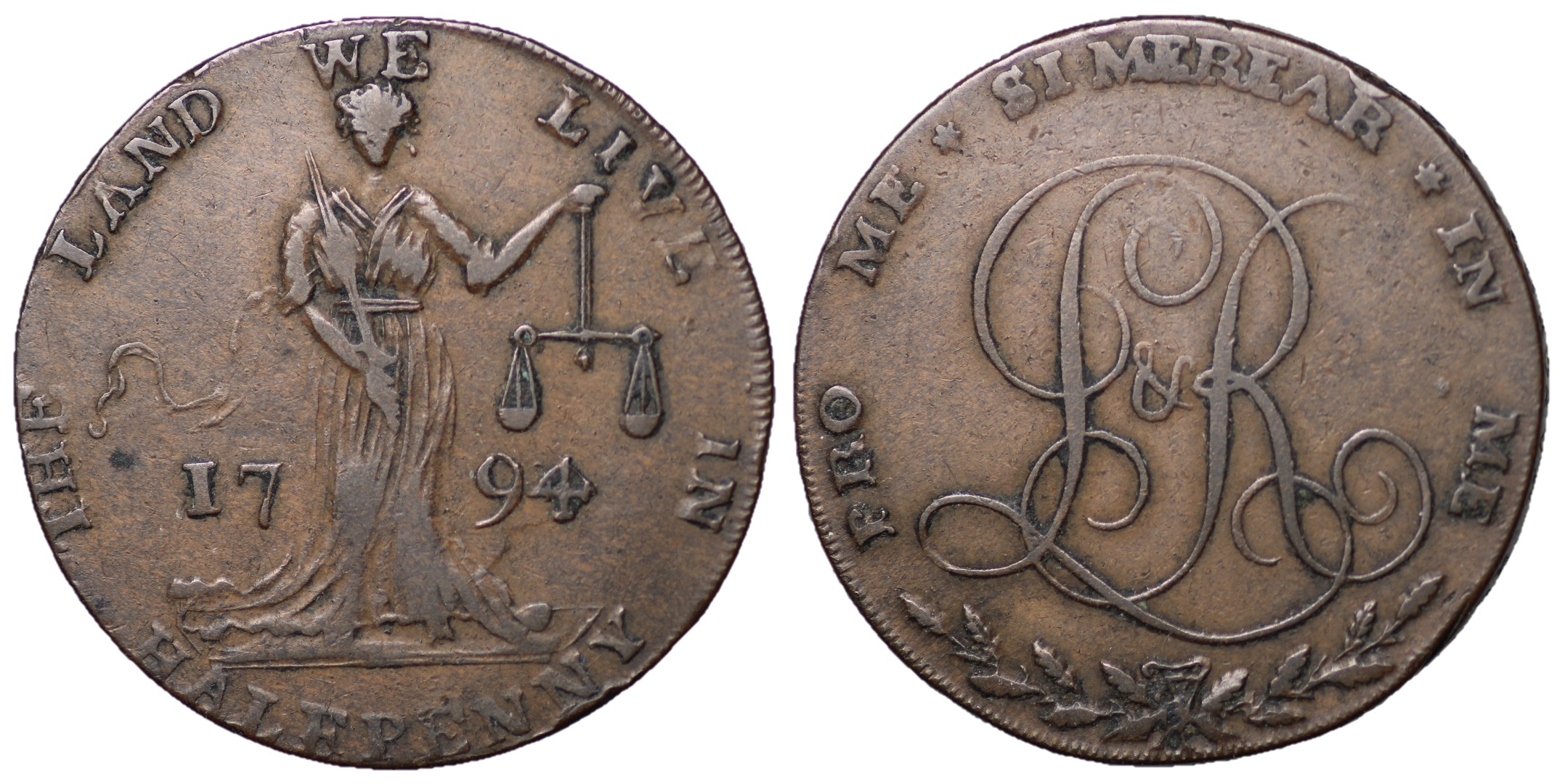 Ireland, Dublin, 1794 Halfpenny Conder Token, D&H 339 | European Coins