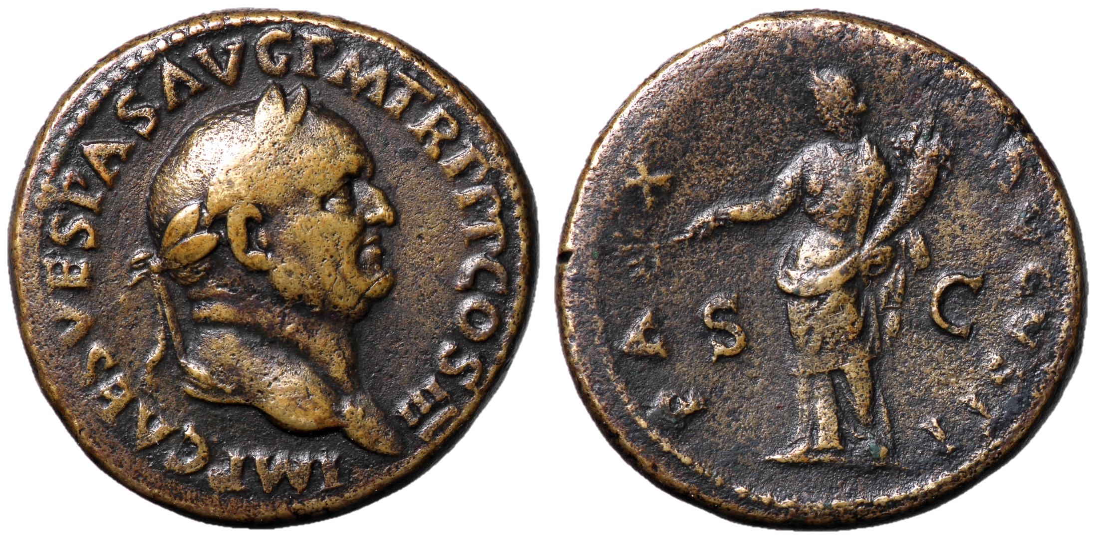 Vespasian, 69 - 79 AD, Sestertius with Pax | Roman Imperial Coins