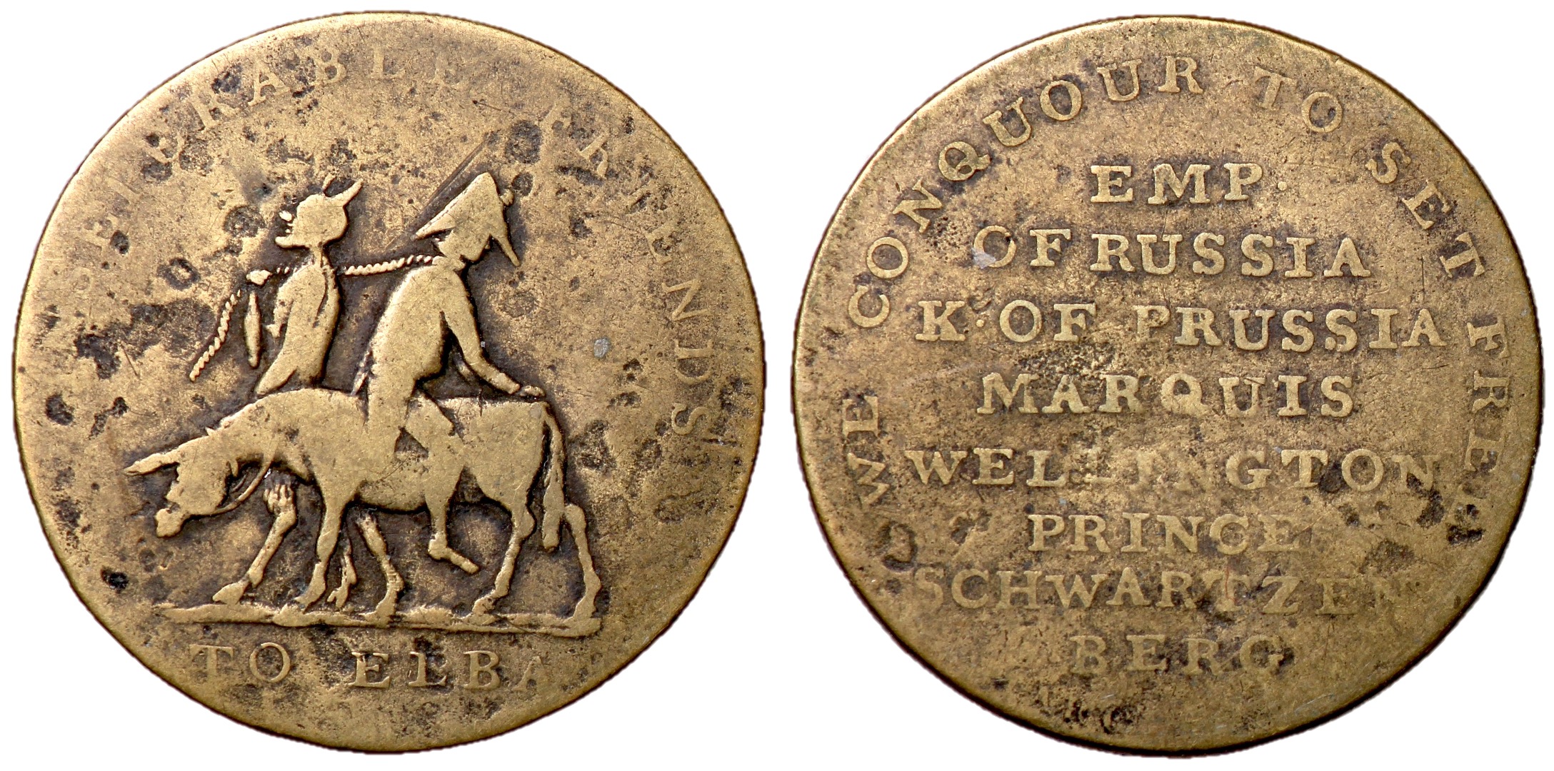 Great Britain, Satyrical Token, 1814, Napoleon Being Led to Elba on ...