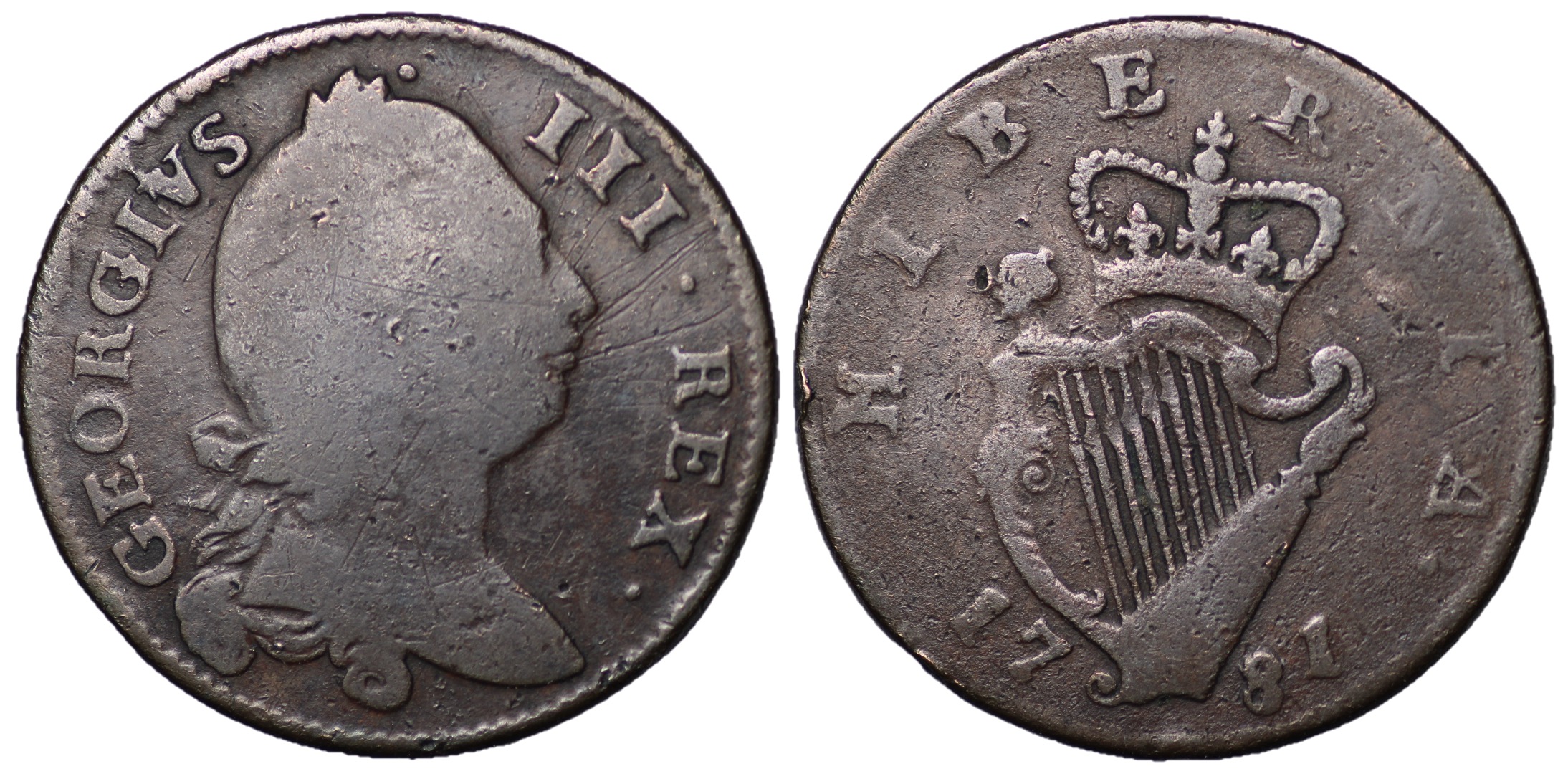 Ireland, British, George III, 1781 Halfpenny | European Coins