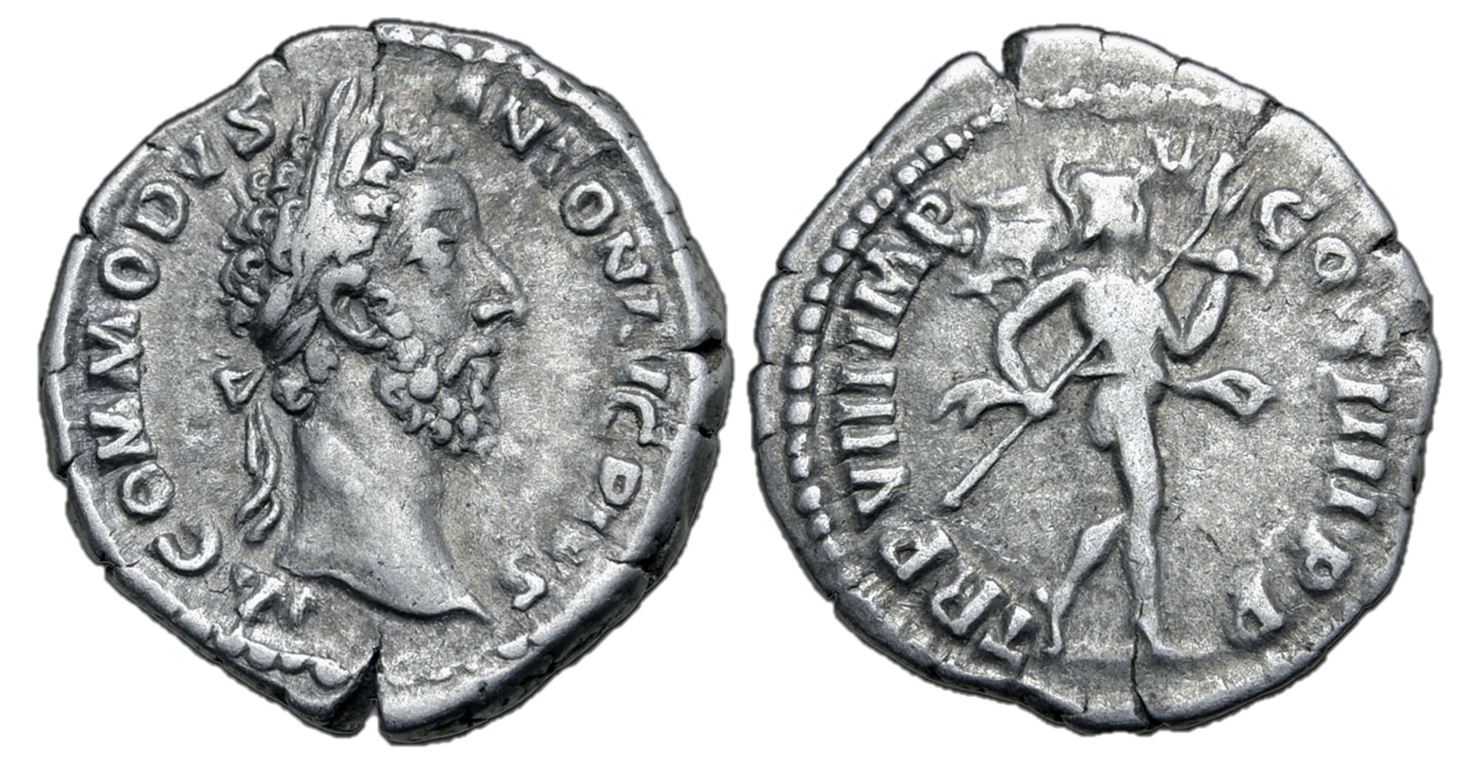 Commodus, 177 - 192 AD, Silver Denarius with Mars | Roman Imperial Coins