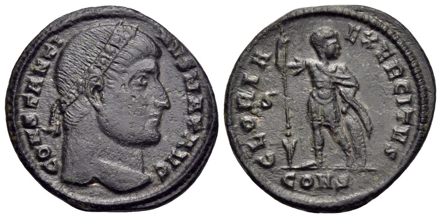 Constantine I, The Great, 307 - 337 AD, Follis with Emperor as Soldier
