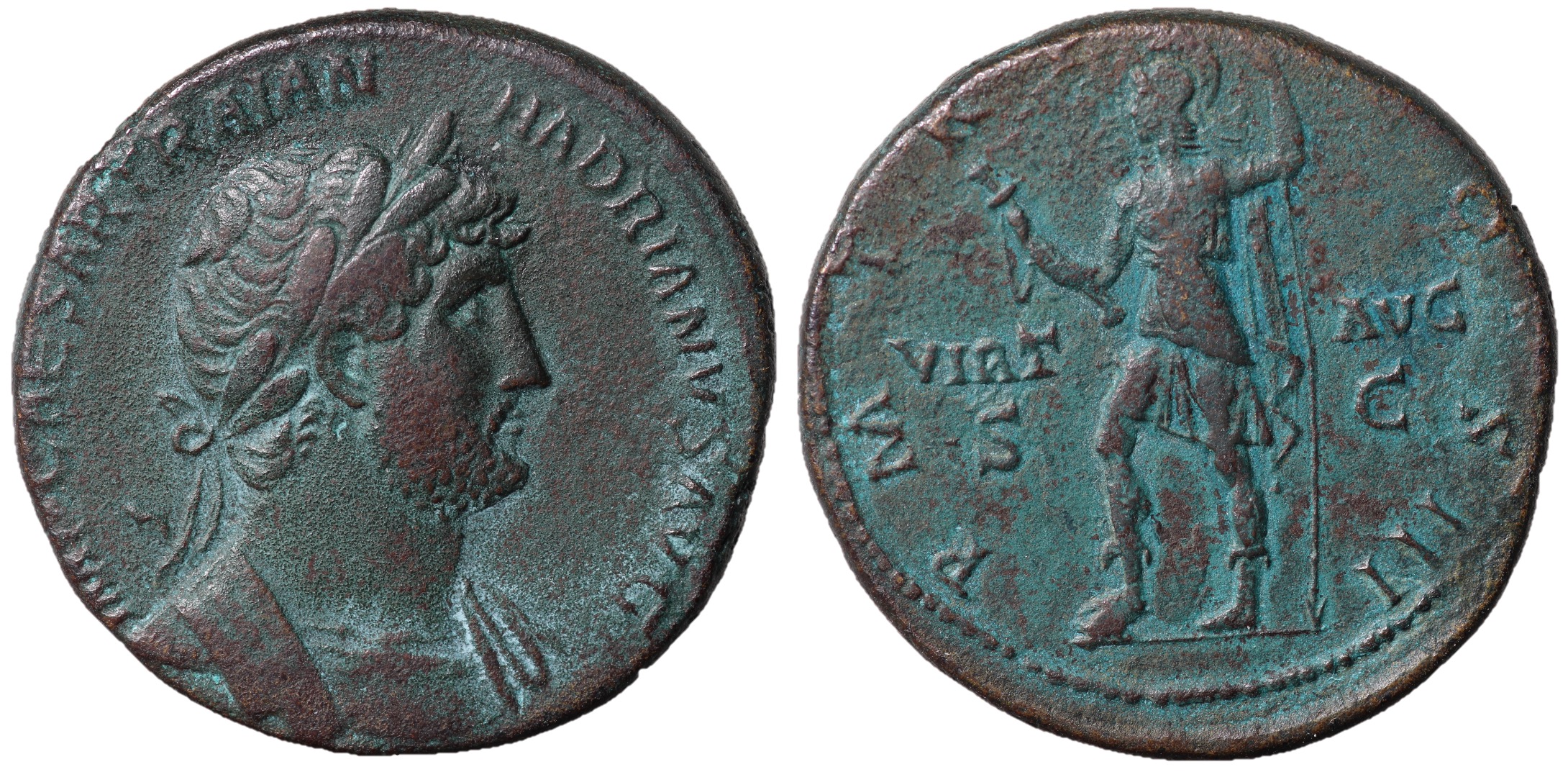 Hadrian, 117 - 138 AD, Sestertius with Virtus | Roman Imperial Coins