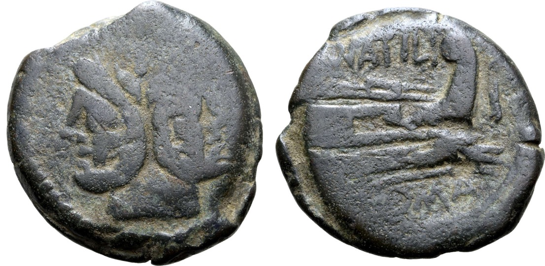 Roman Republic, M. Atilius Saranus, 148 BC, AE As | Roman Republican Coins