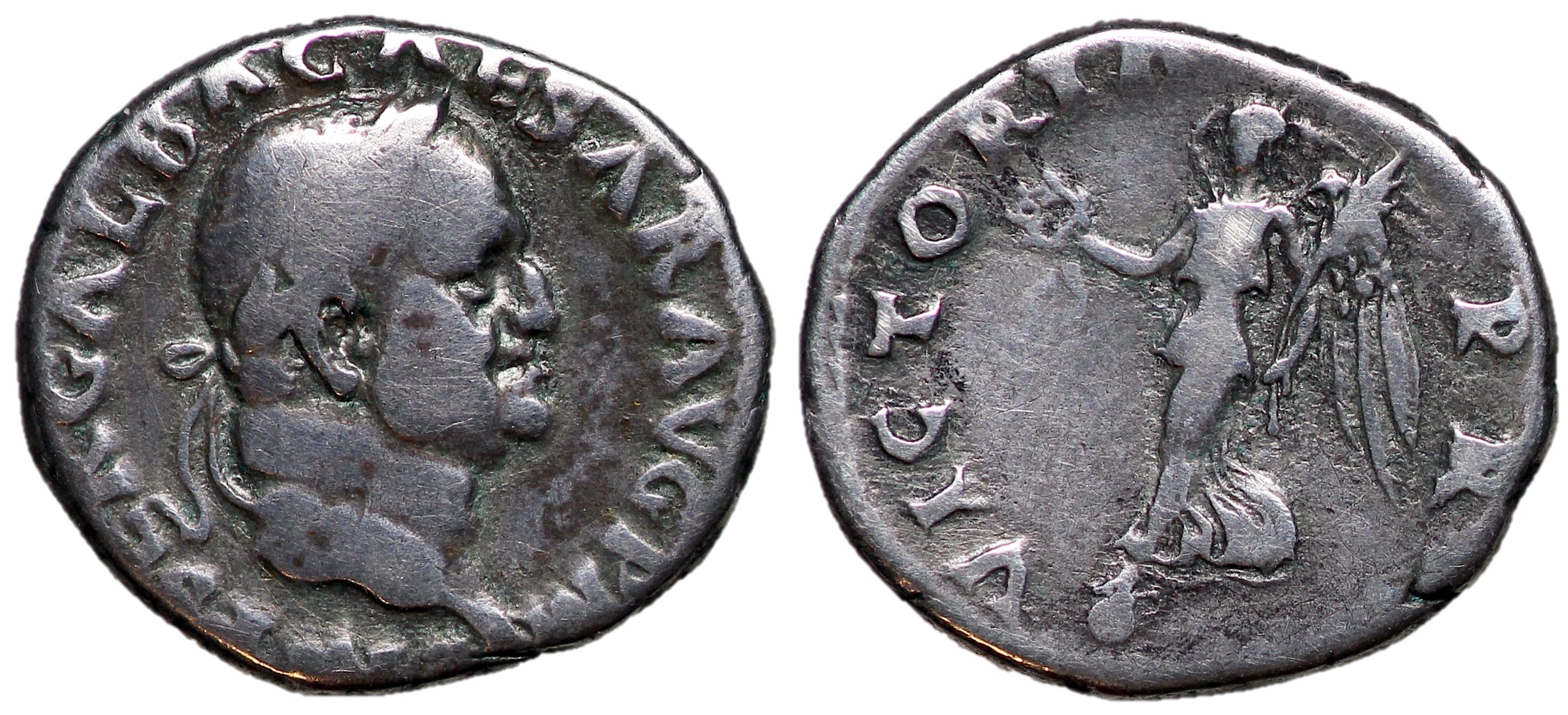 Galba, 68 - 69 AD, Silver Denarius with Victory, Nicely Toned