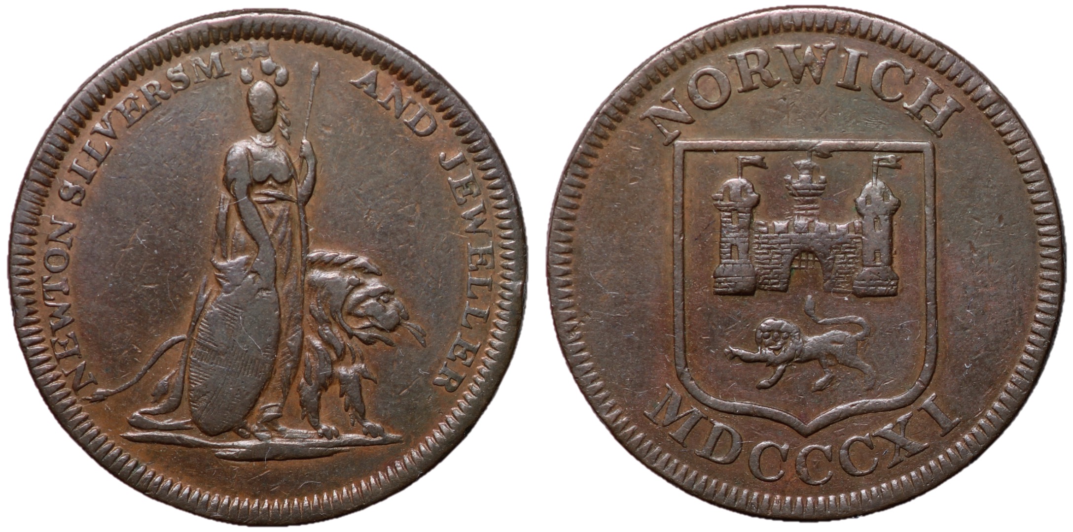 Great Britain, Norwich, 1811 Halfpenny Token, Withers 923 | European Coins