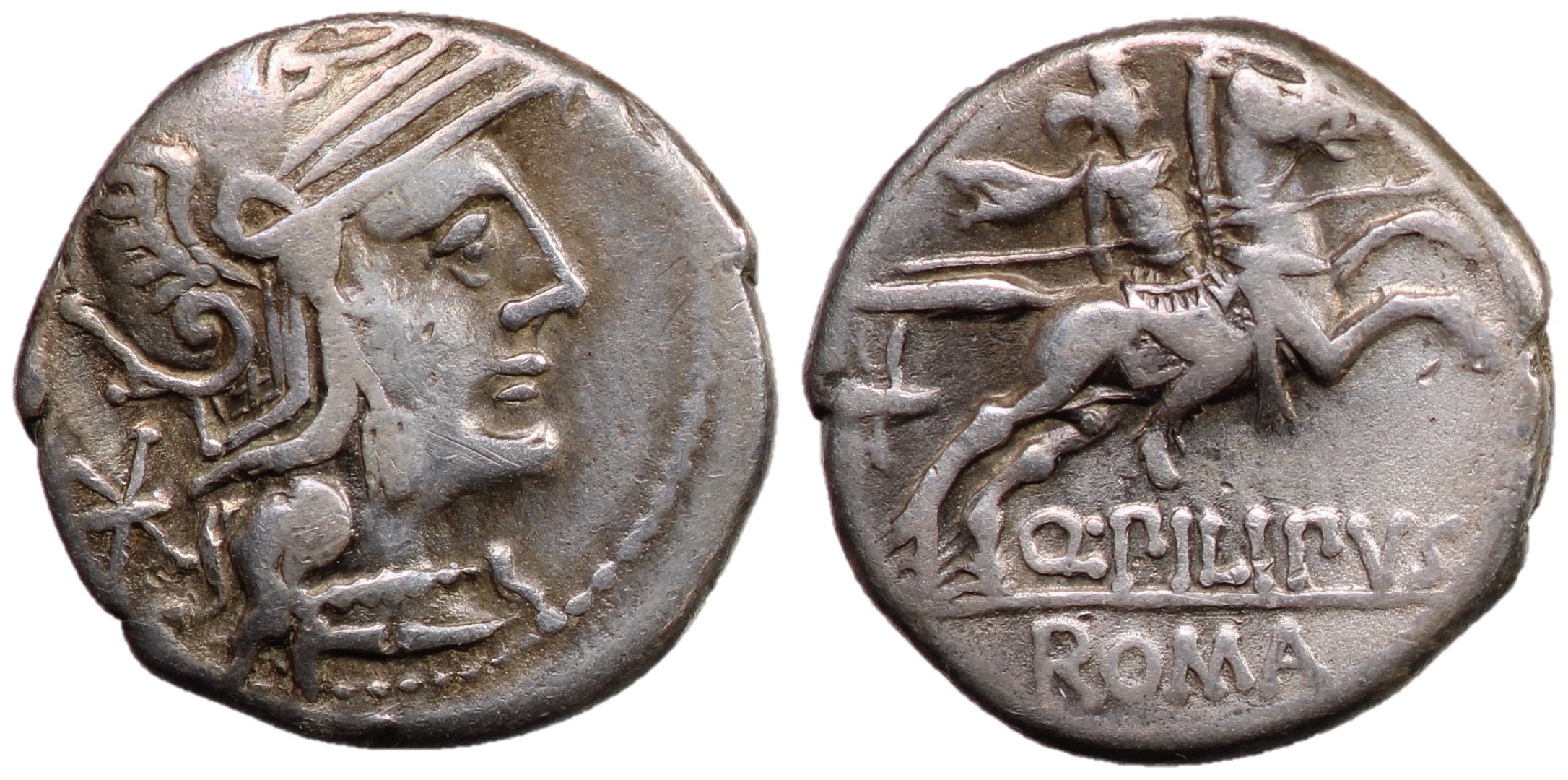 Roman Republic, Q. Philippus, 129 BC, Silver Denarius | Roman ...