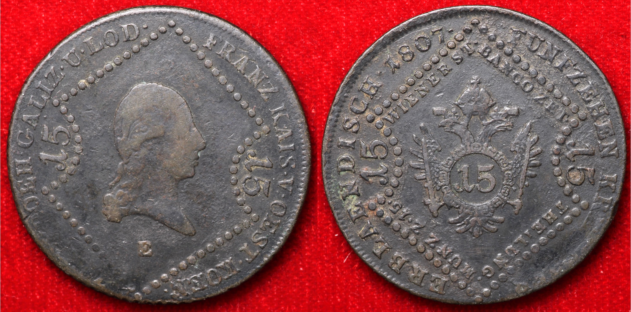 Austria, 1807 15 Kreuzer, 35mm | European Coins