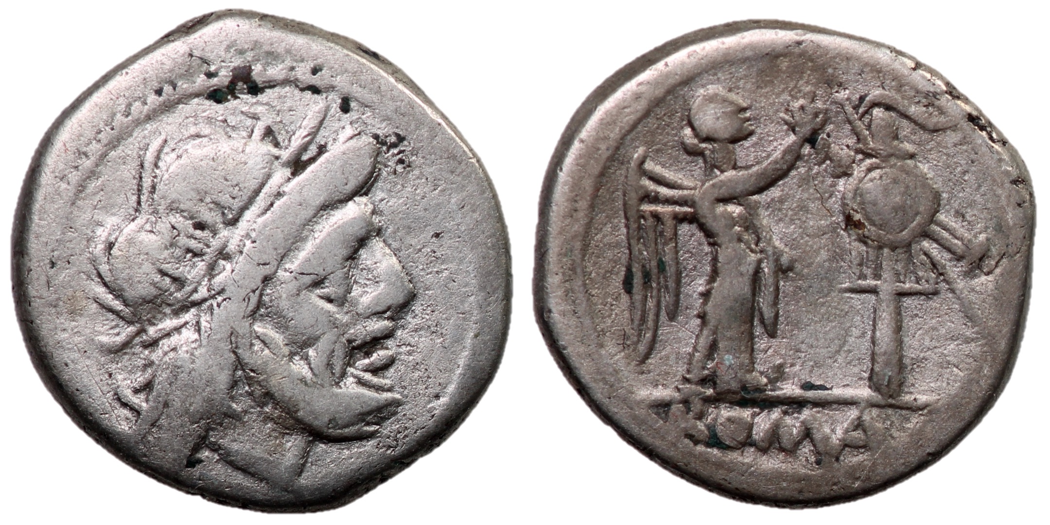 Roman Republic, Anonymous, 211 - 208 BC, Silver Victoriatus | Roman ...