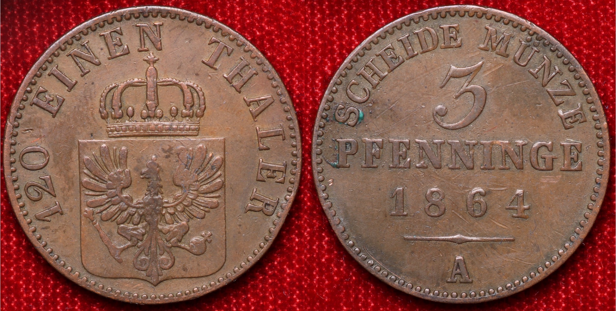 German States, Prussia, 1864 A 3 Pfennig | European Coins