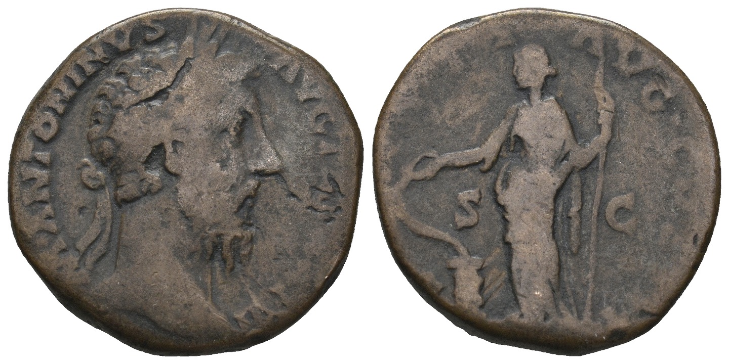 Marcus Aurelius, 161 - 180 AD, Sestertius with Salus | Roman Imperial Coins