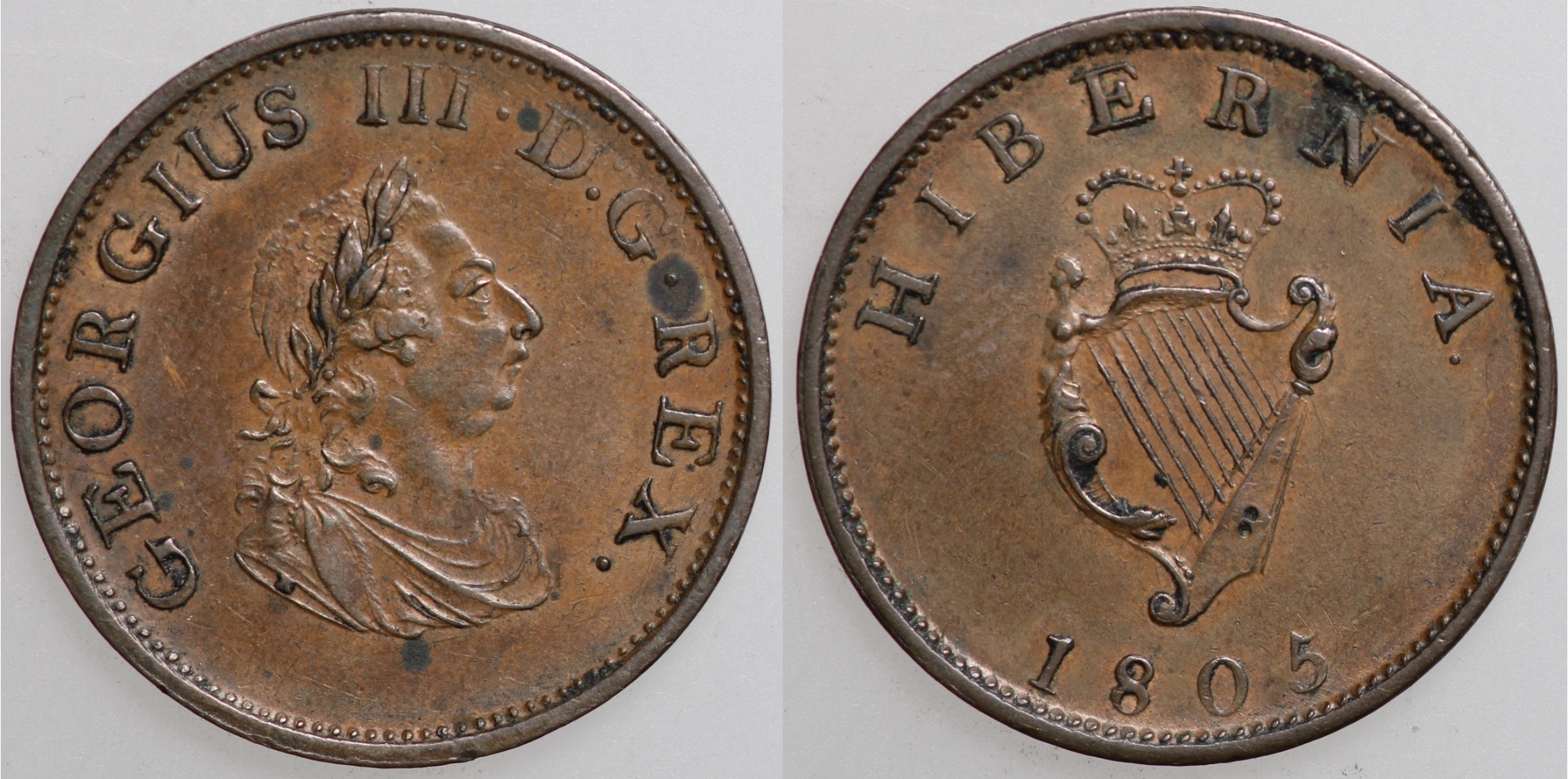 Ireland, British, George III, 1805 Halfpenny | European Coins