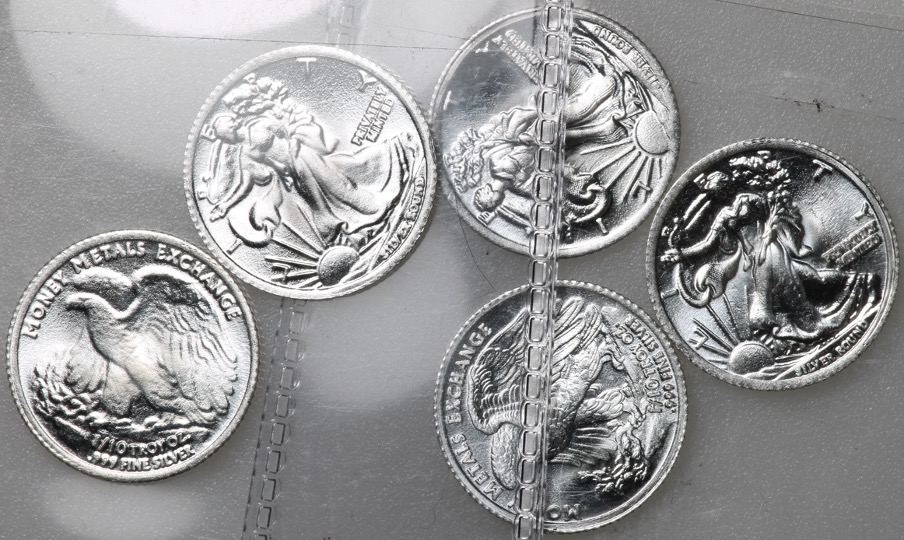 United States, Lot of 5 1/10 Ounce Silver Rounds | Lots & Collections