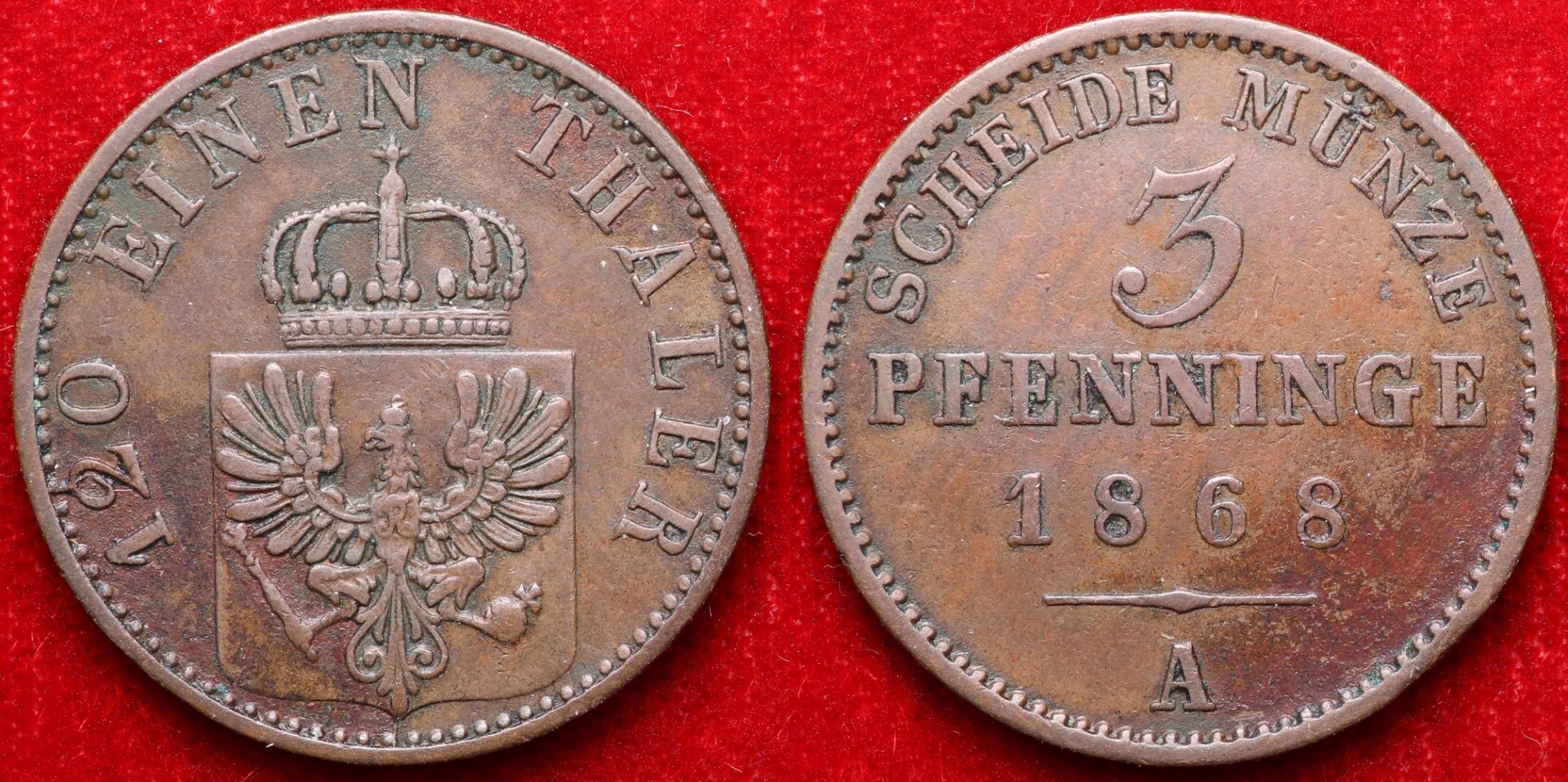 German States, Prussia, 1868 A 3 Pfennig | European Coins