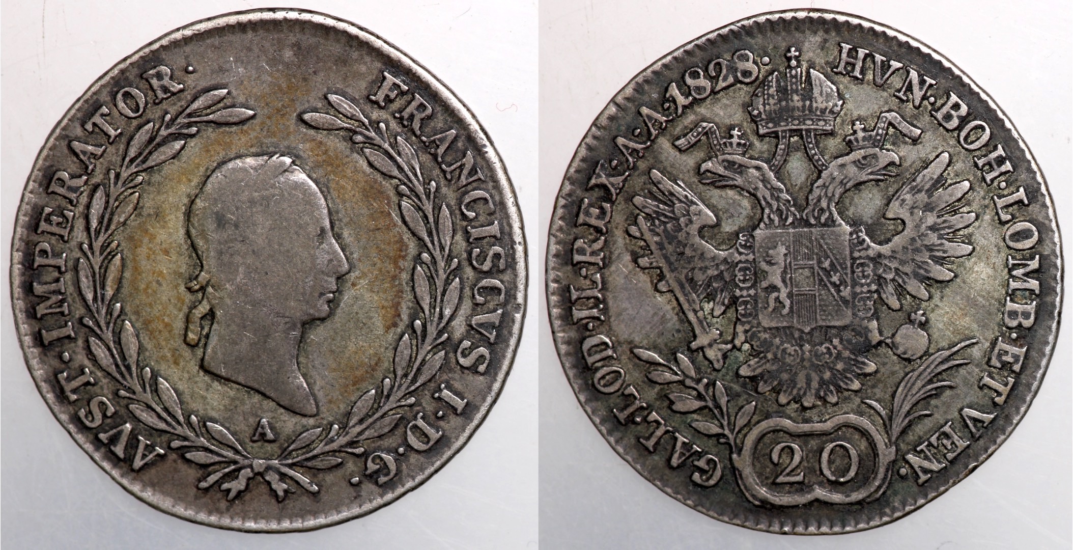 Austria, Francis I, 1828 A Silver 20 Kreuzer | European Coins