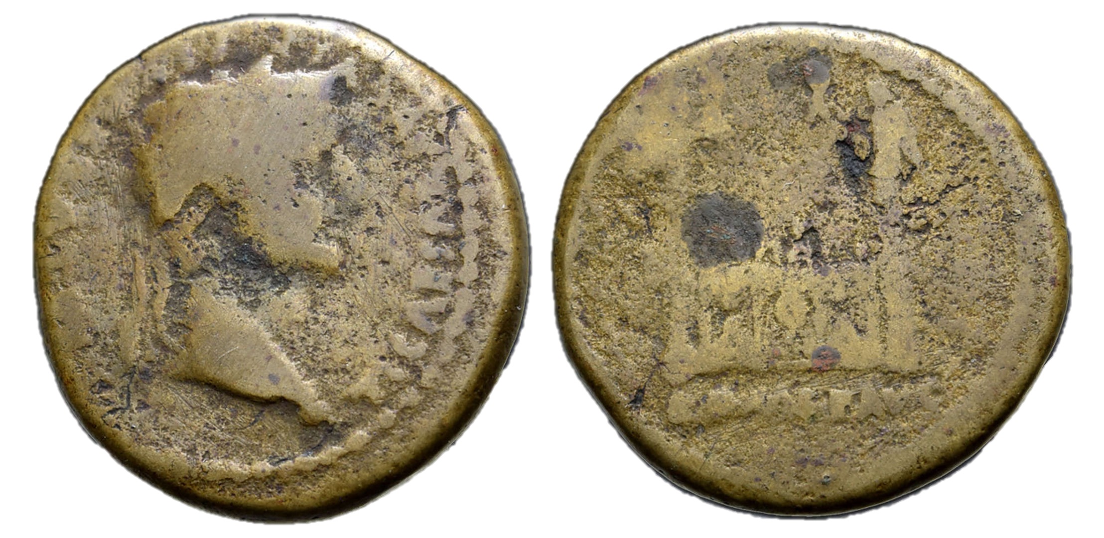 Tiberius, as Caesar, 12 - 14 AD, AE Semis | Roman Imperial Coins